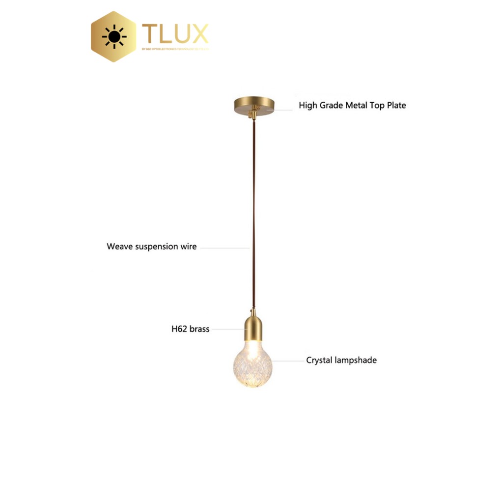 Gold Plated Bulb Holder With Glass Globe Lampshade Pendant Light ...
