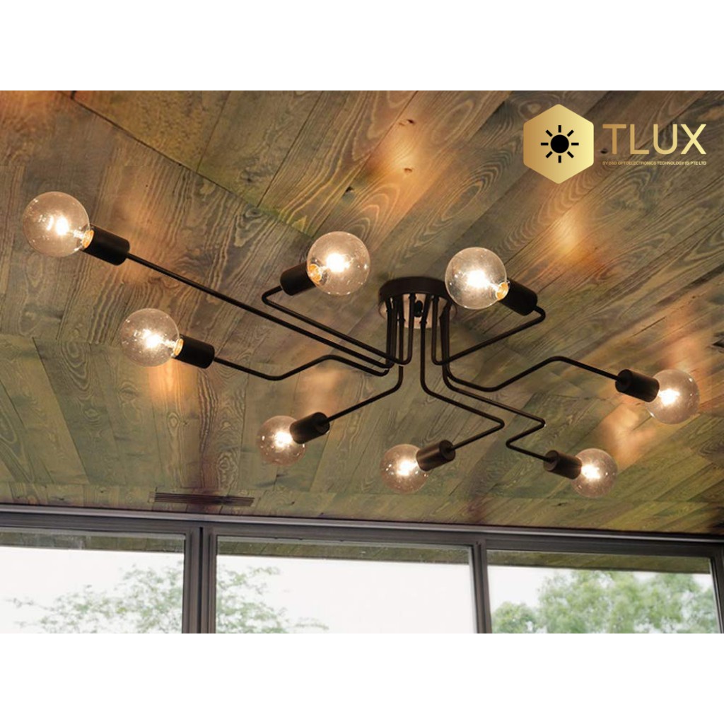 8 Head Black Metallic Rod Ceiling Pendant Light Fixture – TLUX
