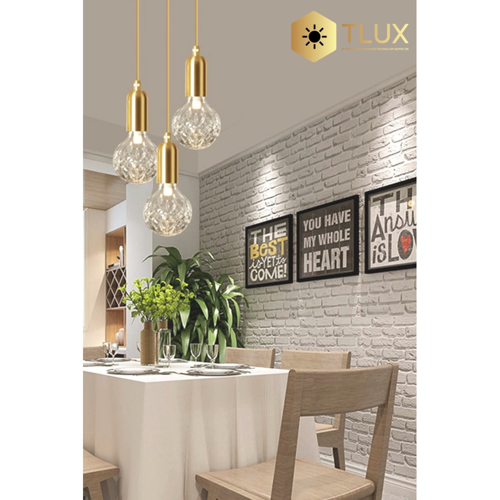 Gold Plated Bulb Holder With Glass Globe Lampshade Pendant Light ...
