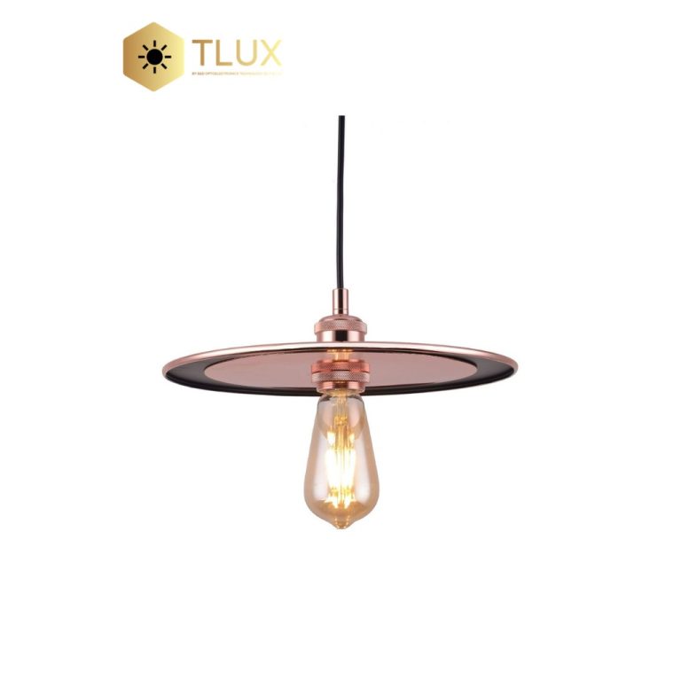 Rose Gold Plated Metallic Disc Pendant Light Fixture - TLUX